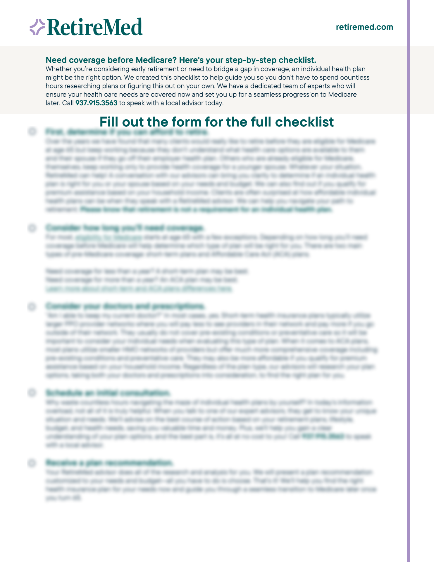 IHIP Checklist | RetireMed®